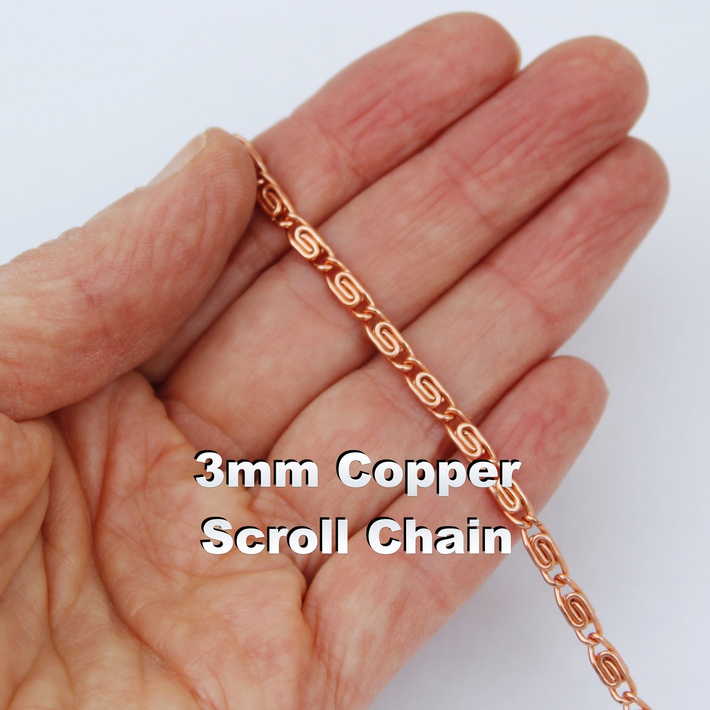 Fine Copper Celtic Scroll Chain By The Foot FCC61 Solid Copper Unfinis ...