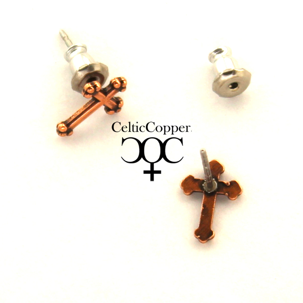 Copper Florentine Cross Earring Studs Solid Copper Post Earring Stud E ...