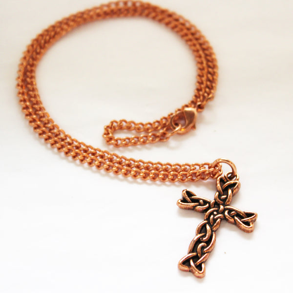 Celtic Knotwork Cross Necklace Large Solid Copper Cross Pendant On Sol ...
