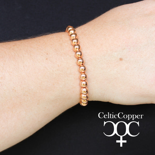 Copper Beaded Bracelet Easy Wear Elastic Stretch Bracelet Shiny 6mm Ro ...
