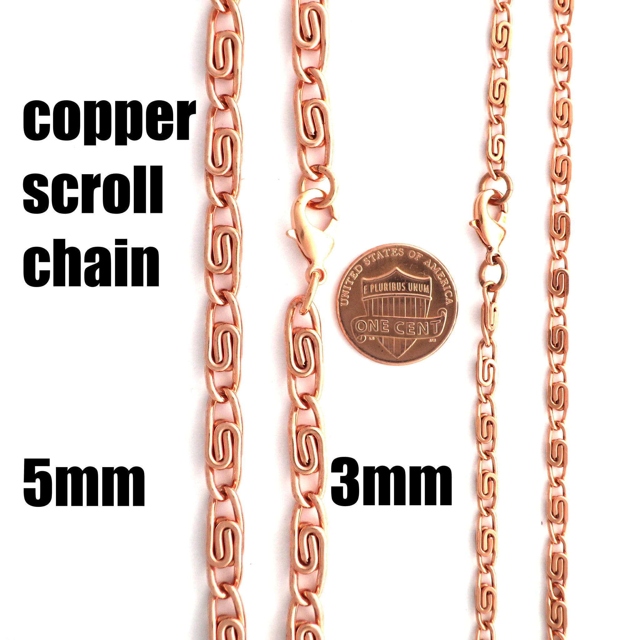 Fine Copper Celtic Scroll Chain By The Foot FCC61 Solid Copper Unfinis ...